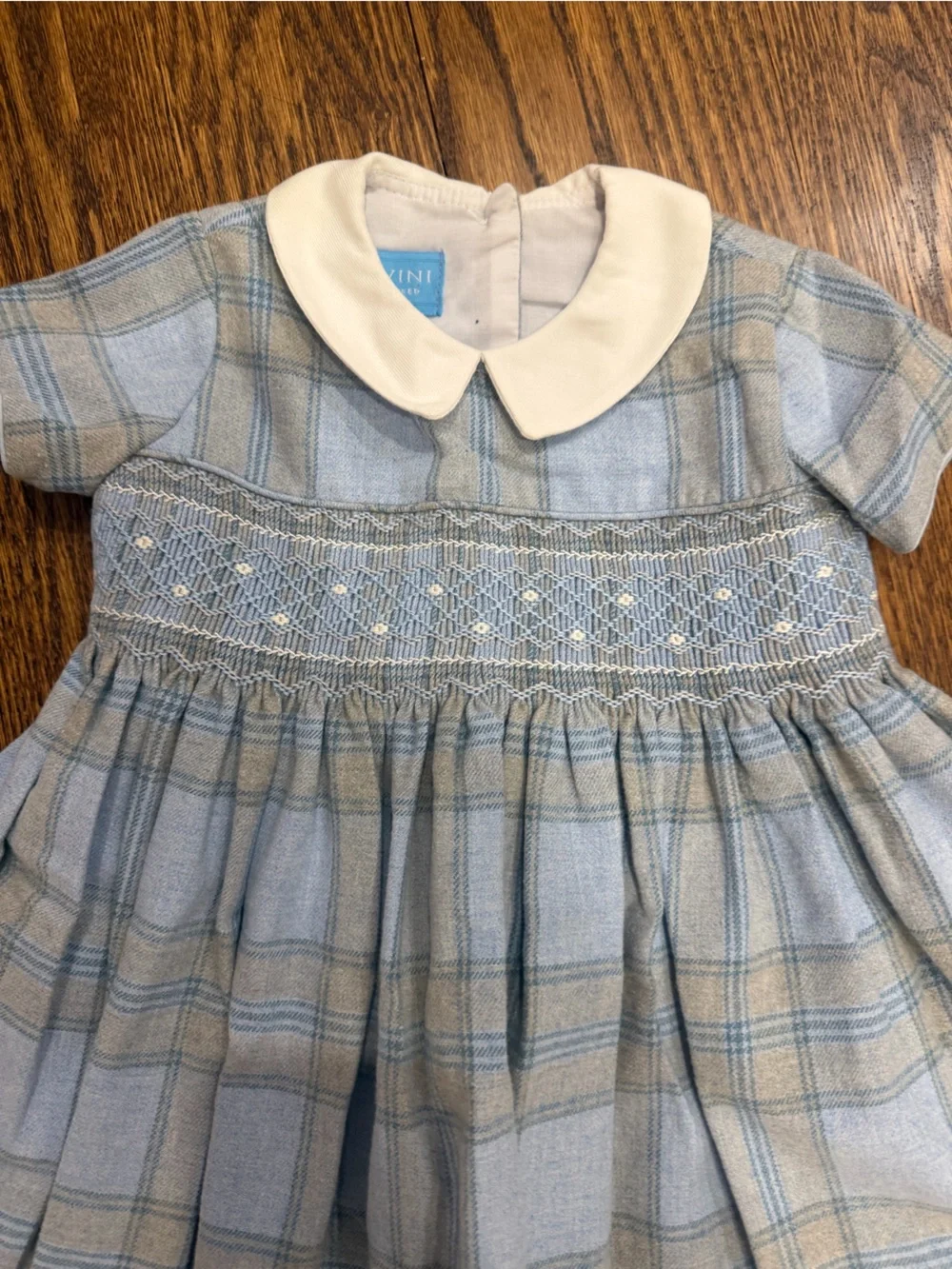 ANAVINI | Dresses | Blue Plaid Smocked Peter Pan Collar Dress By Gini ...